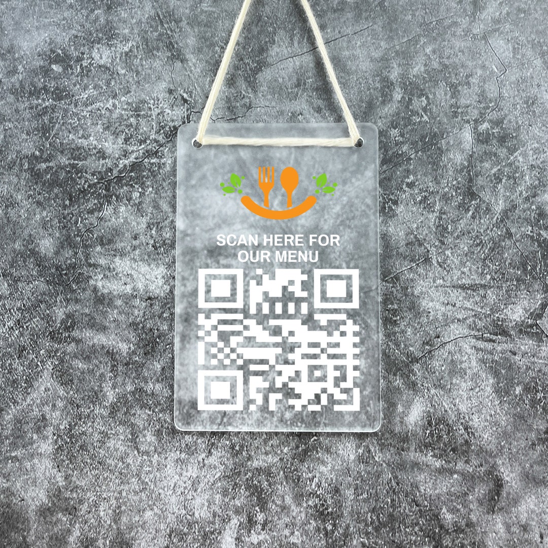 Frosted Hanging Signs With Menu QR Code Personalized - Etsy