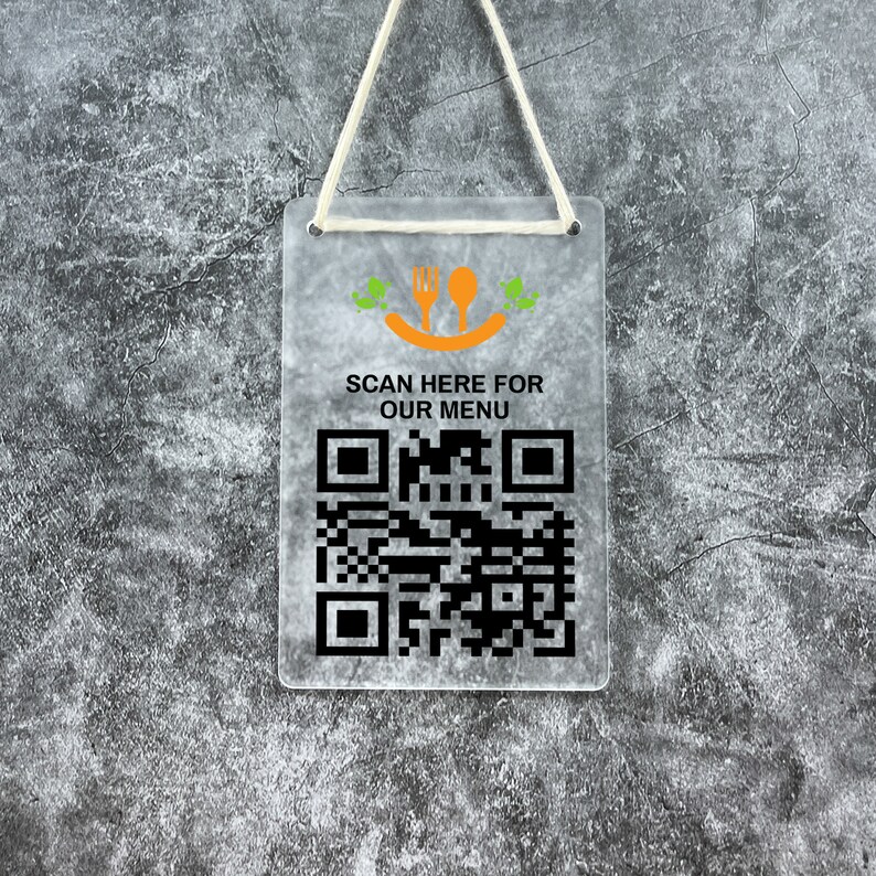 Frosted Hanging Signs With Menu QR Code Personalized - Etsy