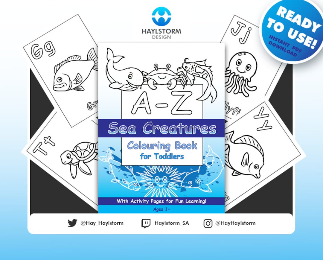 32 A-Z Sea Creatures Colouring Pages Activity Pages for Toddlers, Play ...
