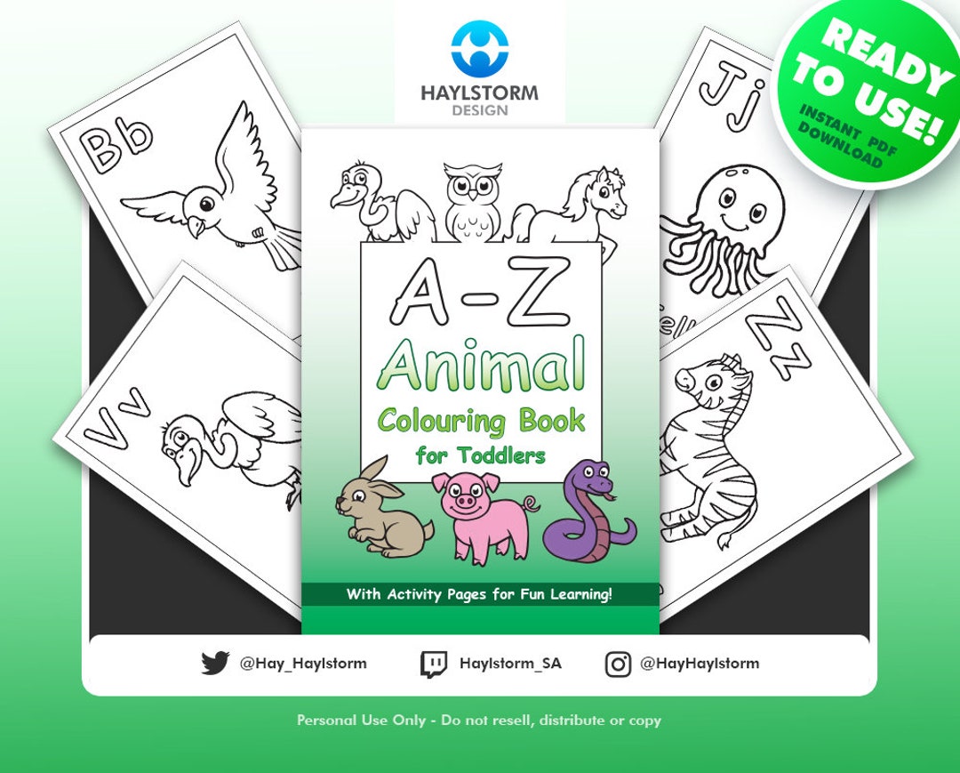 32 A-Z Animal Colouring Pages WITH Activity Pages for Toddlers, Play ...