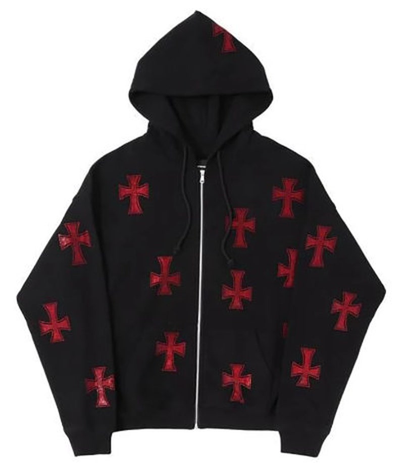 Y2K Rhinestone Cross Zip up Hoodie - Etsy UK