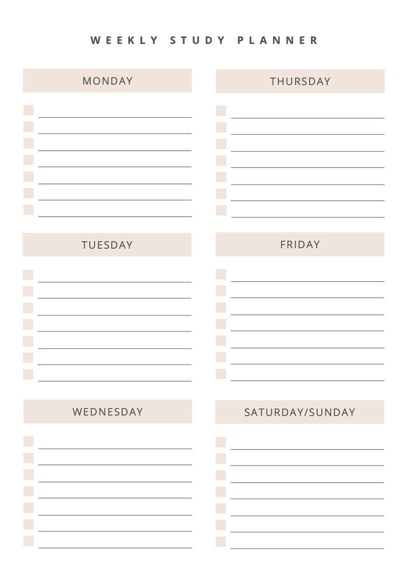 Minimalist Study Planner Student Planner Digital Student - Etsy