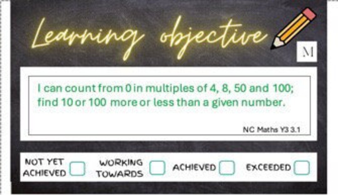 Year 3 Maths National Curriculum Learning Objective Digital, Printable ...