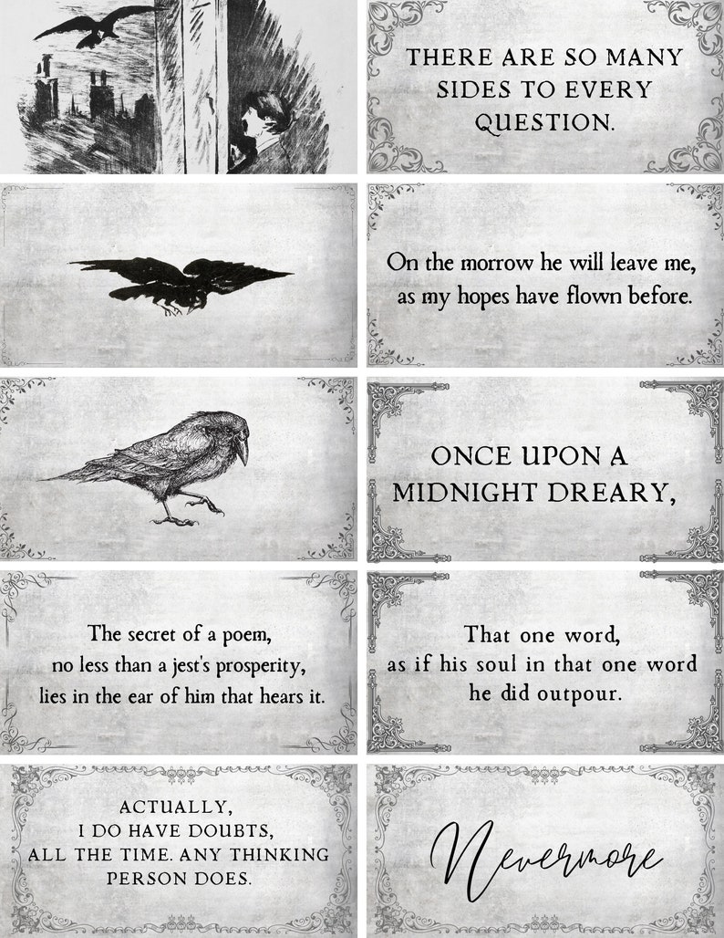 Poe, the Raven, Quotes, Printable, Junk Journal Words and Pictures ...