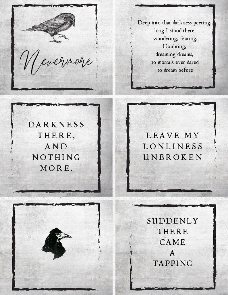 Poe, the Raven, Quotes, Printable, Junk Journal Words and Pictures ...