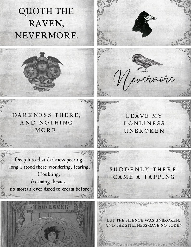 Poe, the Raven, Quotes, Printable, Junk Journal Words and Pictures ...