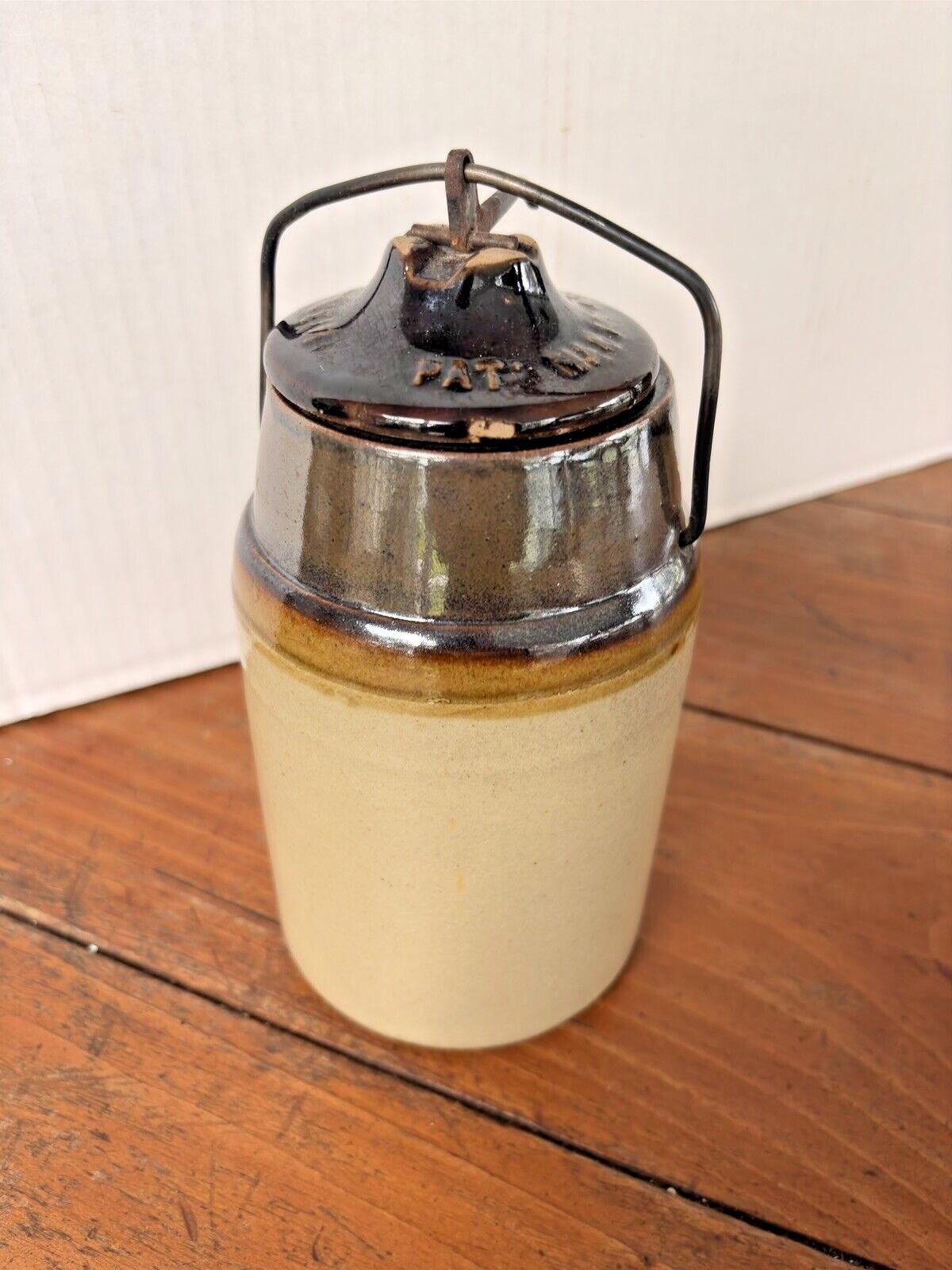 Antique WEIR Stoneware Canning Jar, 1892 Wire Bail Fruit Jar, Rustic ...