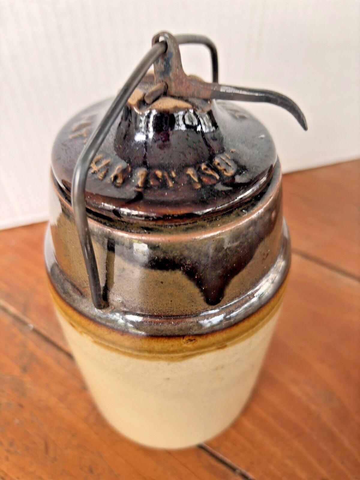 Antique WEIR Stoneware Canning Jar, 1892 Wire Bail Fruit Jar, Rustic ...