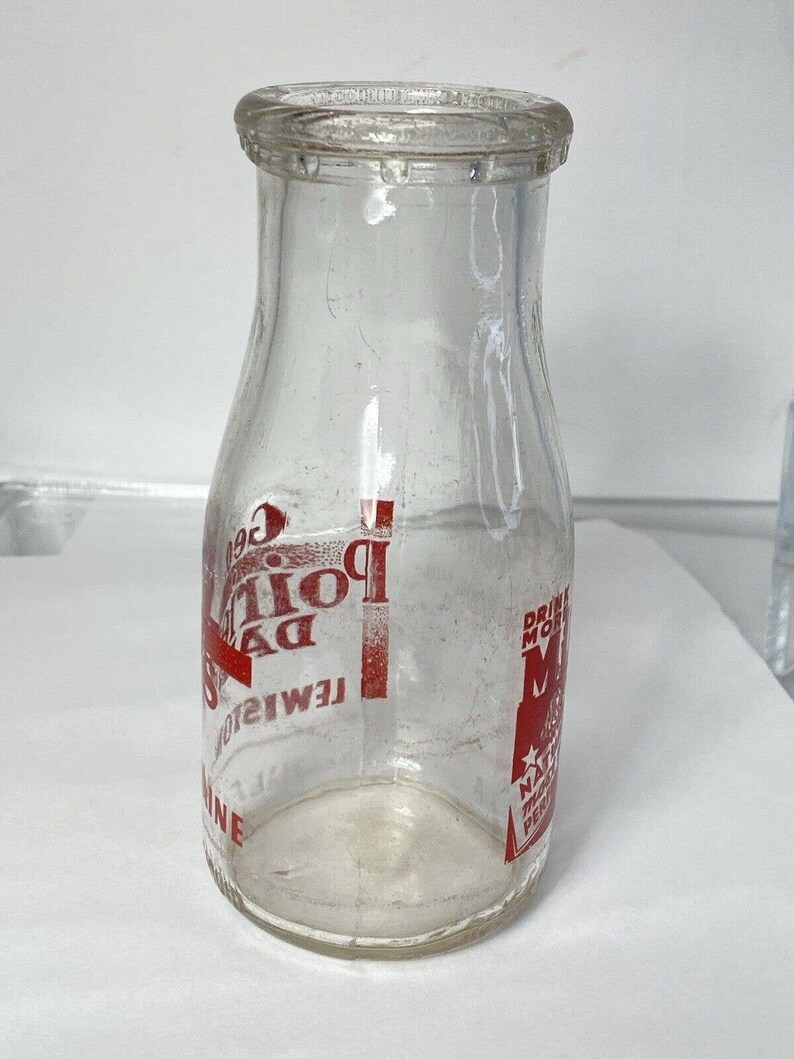 Vintage Half Pint Milk Bottle POIRIER'S DAIRY Lewiston Maine, PYRO Milk Bottle - Etsy