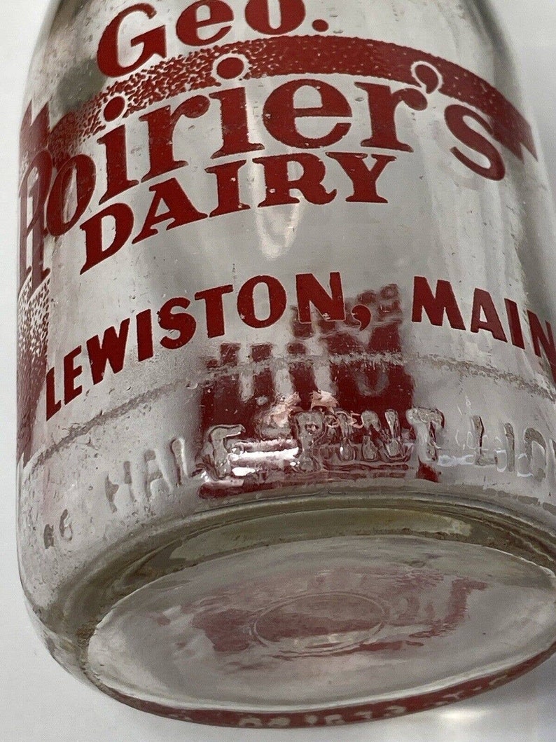 Vintage Half Pint Milk Bottle POIRIER'S DAIRY Lewiston Maine, PYRO Milk Bottle - Etsy