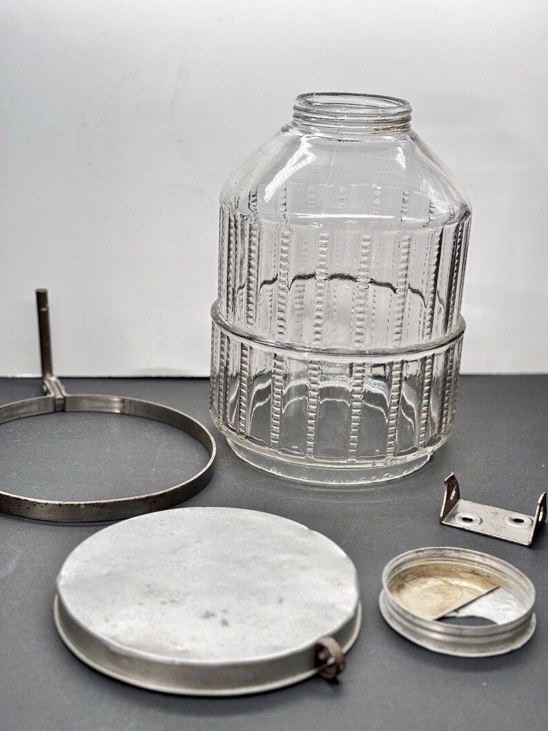 Hoosier Kitchen Cabinet Zipper Pattern Glass Swing-out Sugar Jar ...