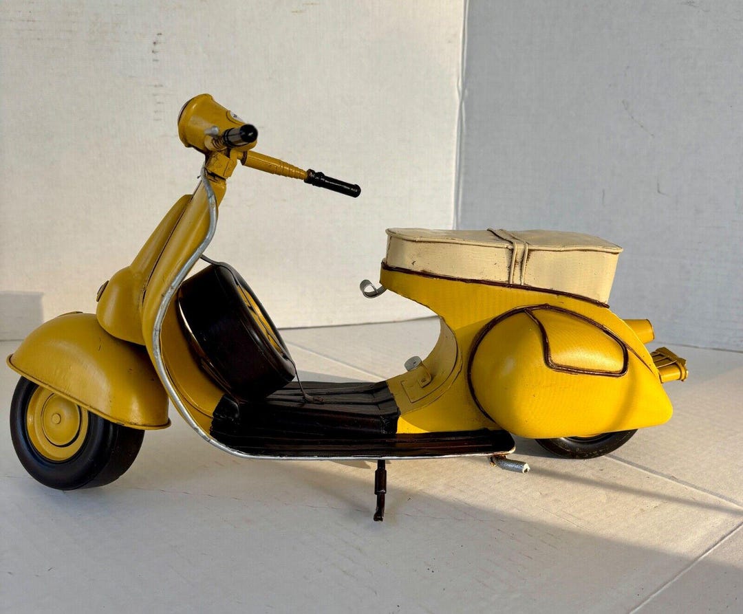 VESPA 50s Style Tin Metal Art Sculpture Yellow Motor Scooter 15.5 ...