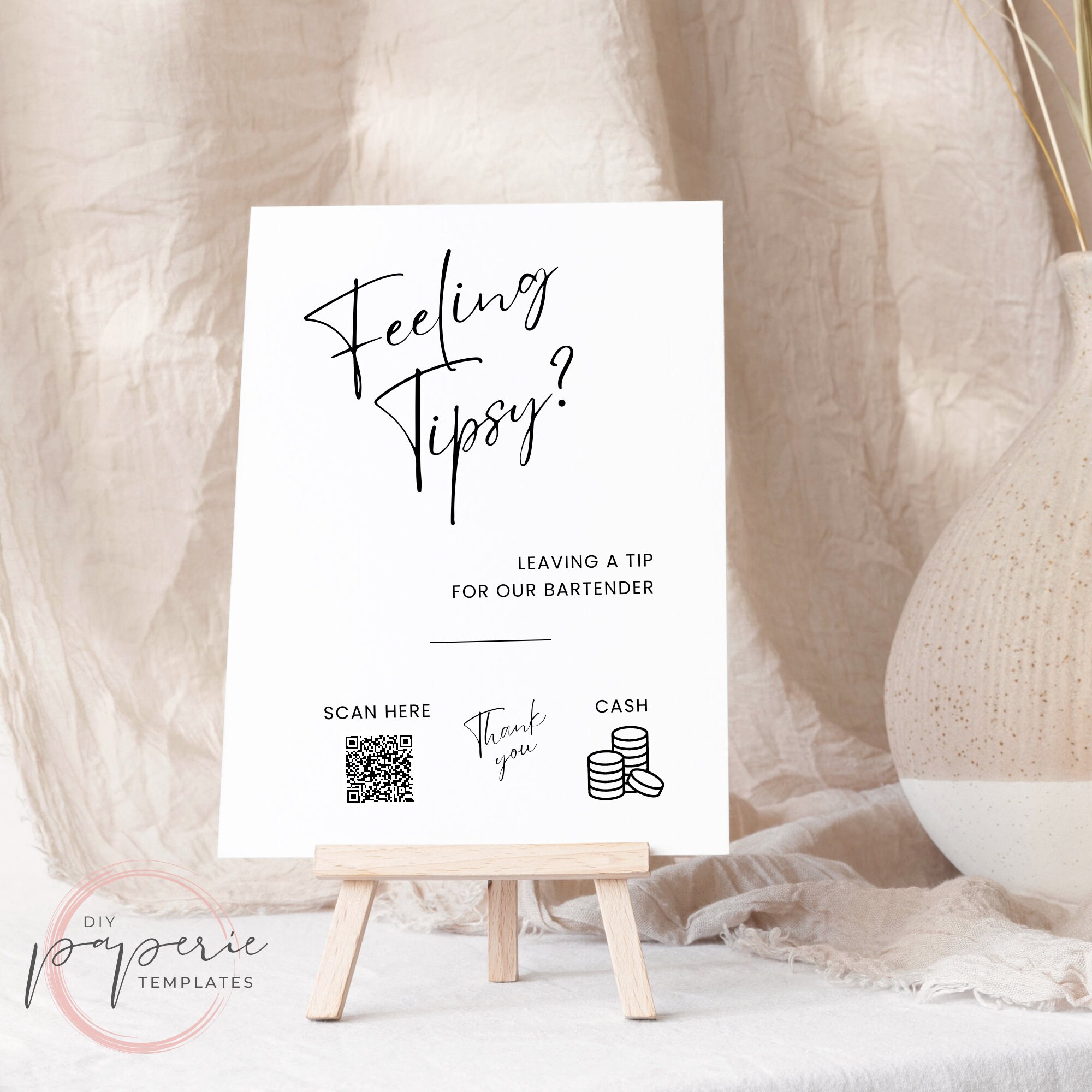 Tip Your Bartender Sign Template QR Code Sign Scan to Pay - Etsy
