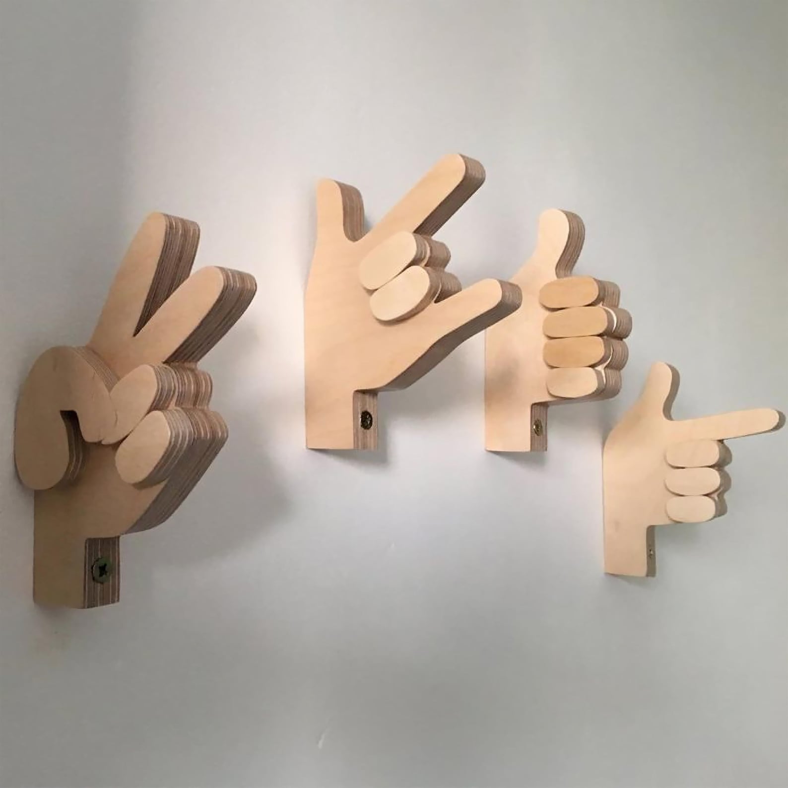 Wooden Hand Gesture Wall Hooks – Laser Cut Vector Files (digital ...