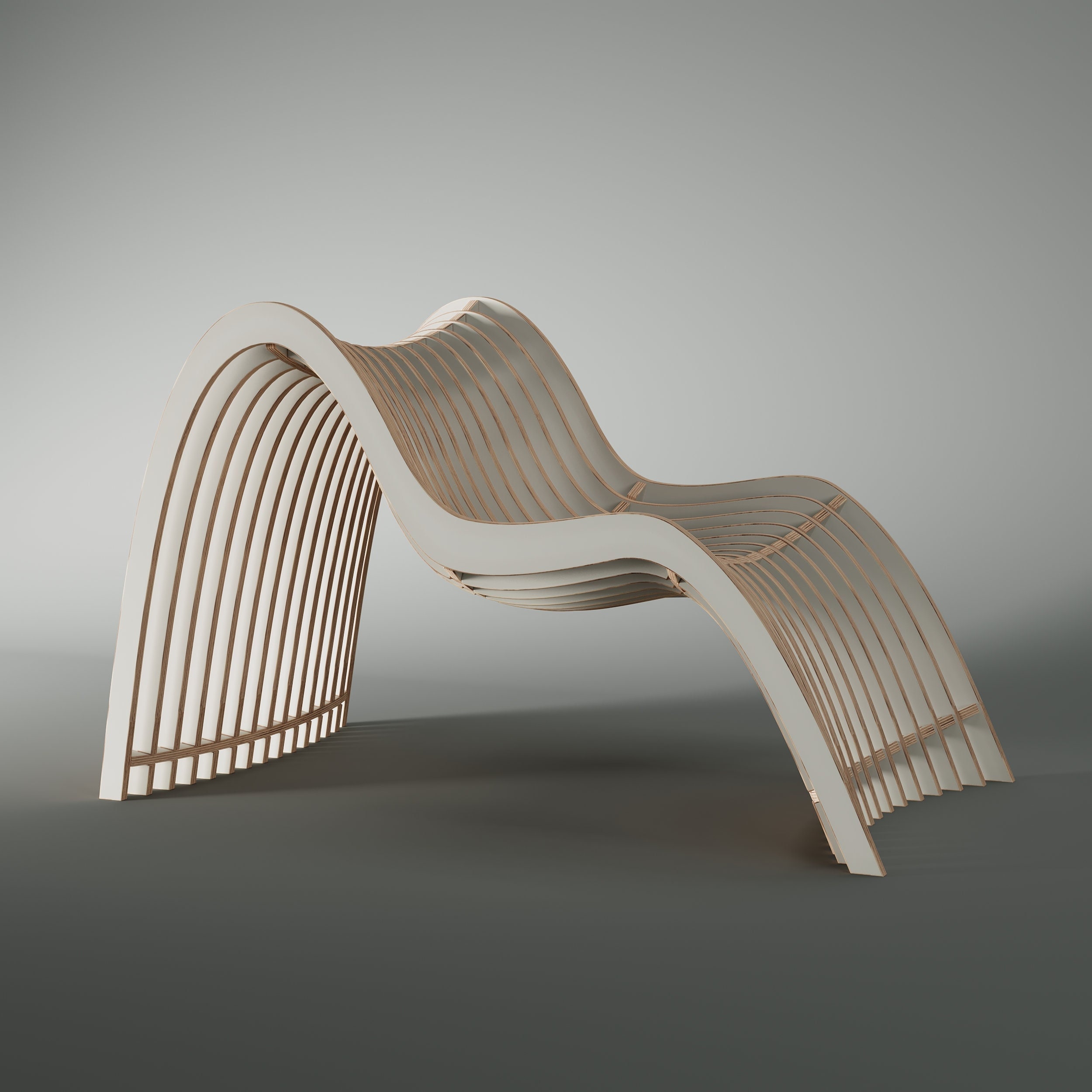 Parametric Design Wavy Wooden Furniture, Plywood Lounge Chair CNC Files for Cutting, Dwg/dxf/cdr ...