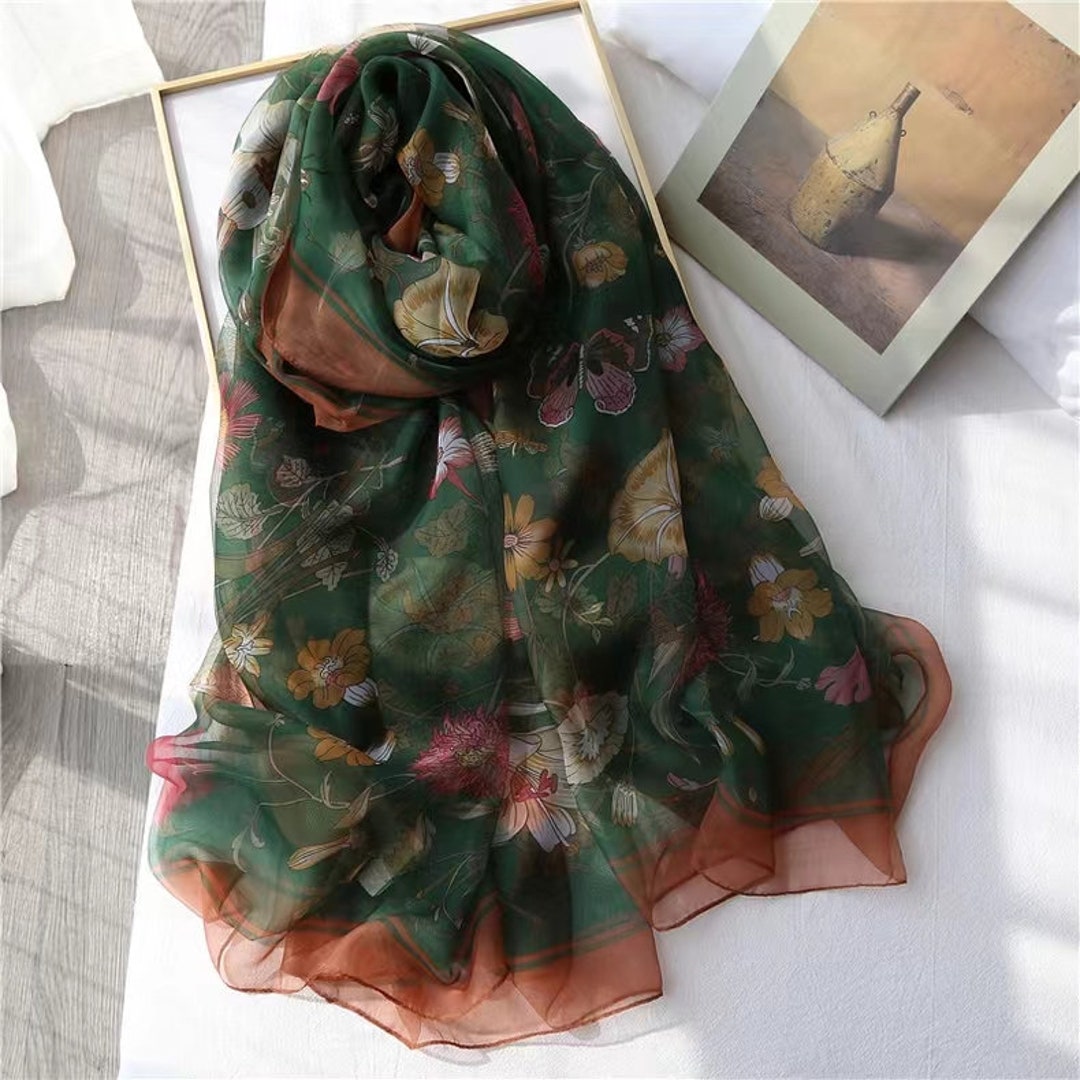 Vintage Flower Silk Scarf,spring Summer Autumn Scarf/gifts for Her ...