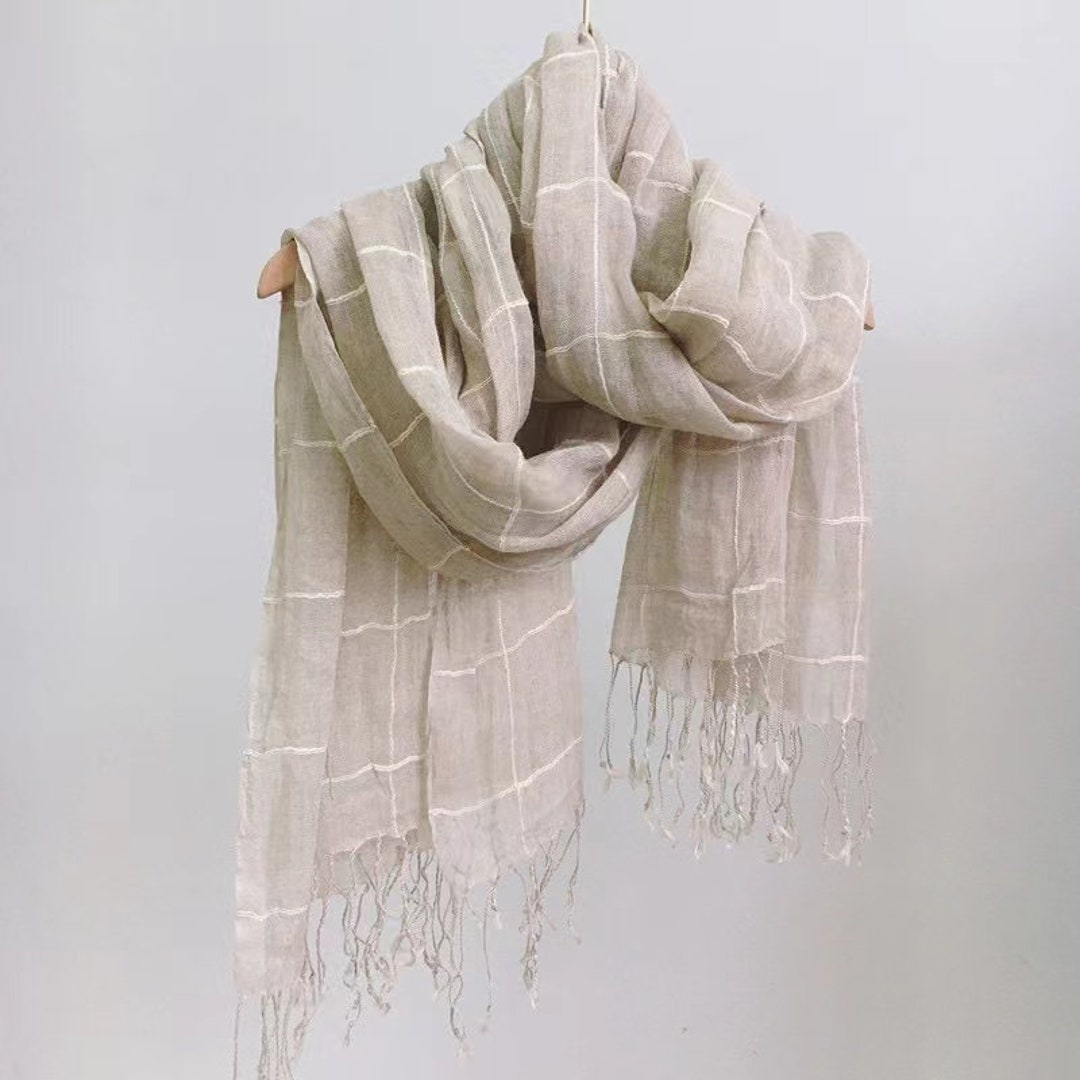 Softened Linen Scarf, Natural Lightweight Linen, Unisex Scarf, Shawl ...