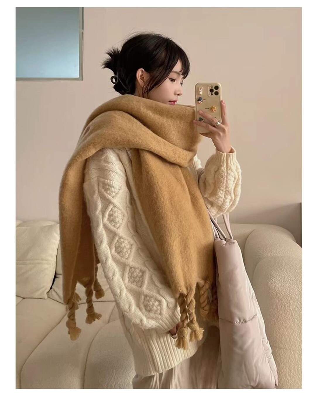 Pure Color Minimalism Mohair Scarf Colour Scarf Warm Scarf Christmas ...