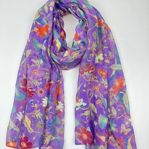 Ladies Women's Fashion Elegant New Birds Print Long Scarves Floral Neck ...