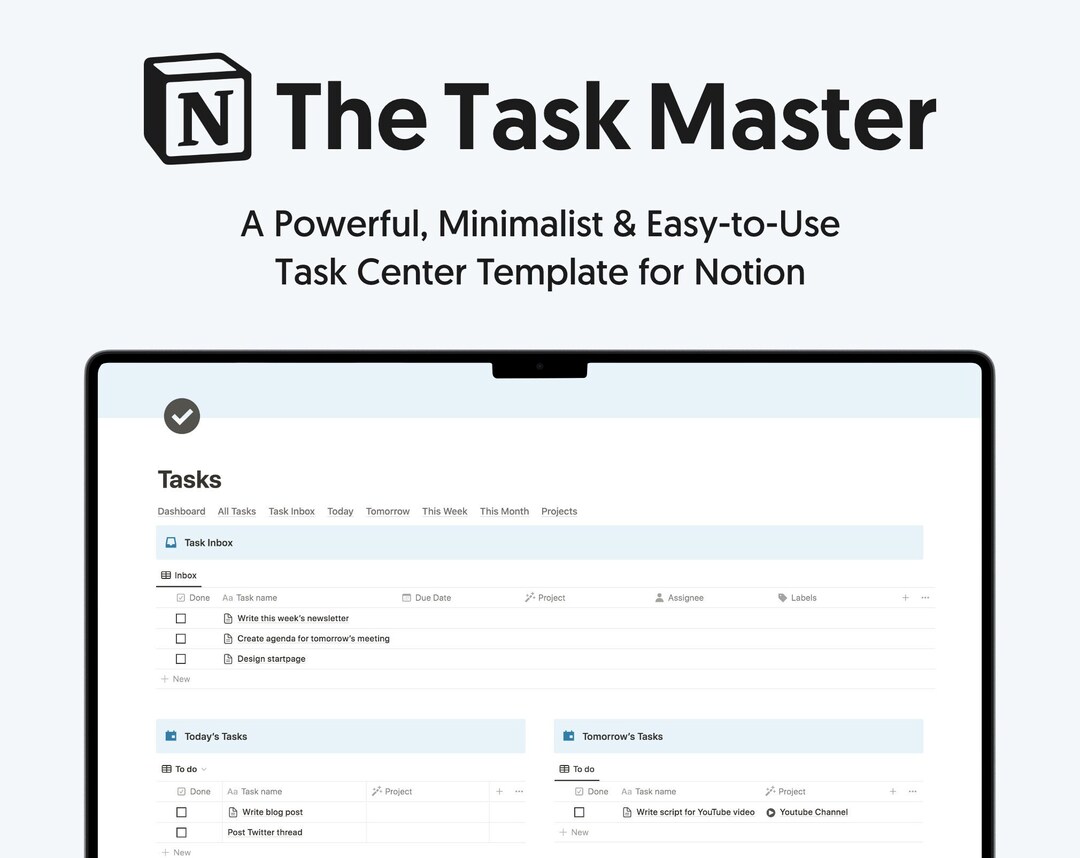 The Task Master | Notion Template | Notion Tasks | Notion Business ...