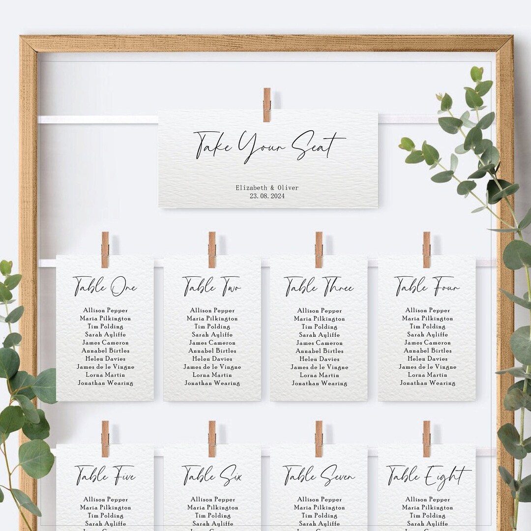 Custom Seating Plan Cards for Weddings Personalised Table Number Cards ...
