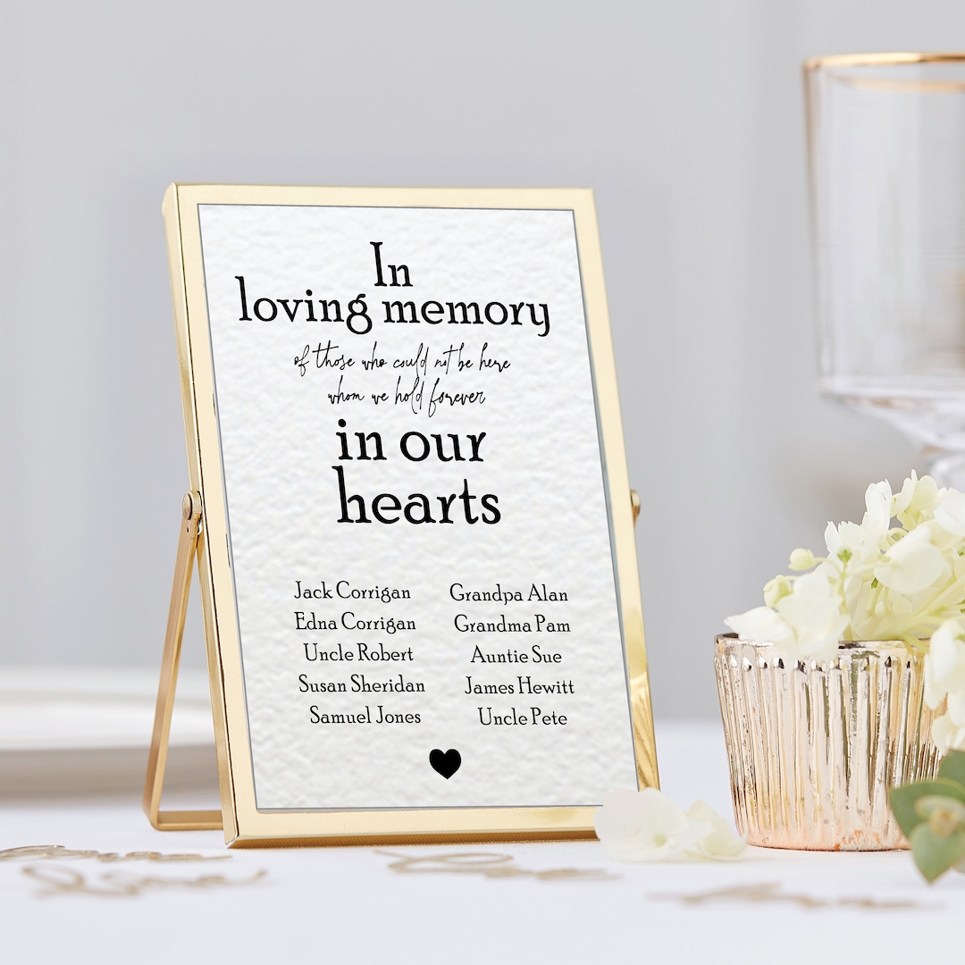 Custom Memorial Wedding Sign in Loving Memory Personalised Wedding Day ...