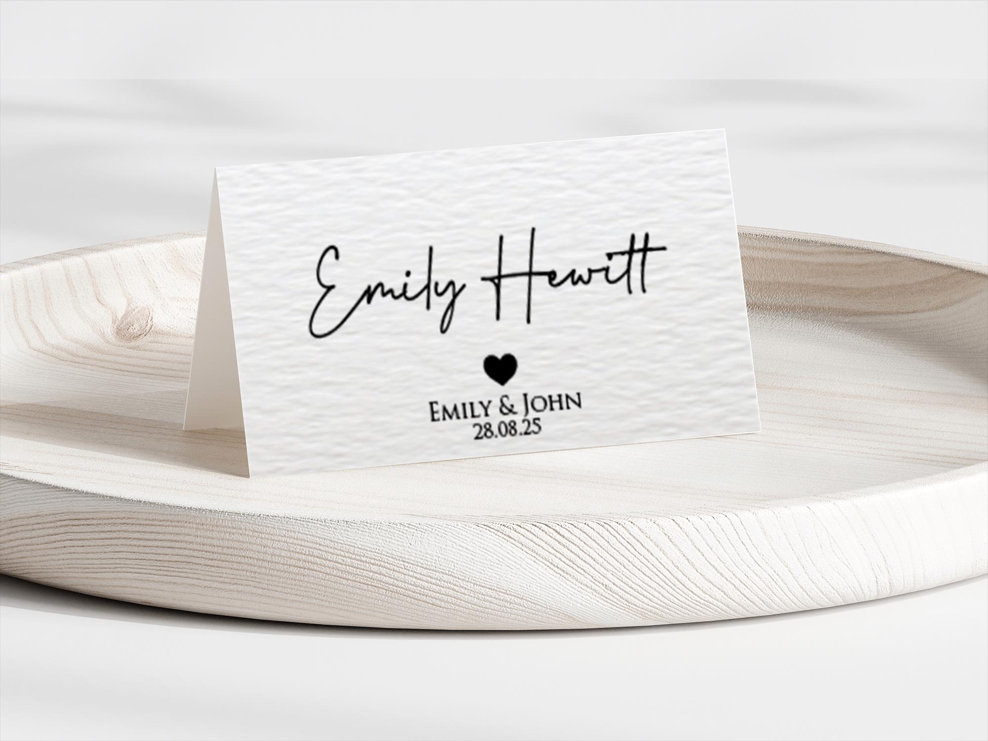 Personalized Wedding Place Cards, Minimalist Folded Name Cards - Etsy