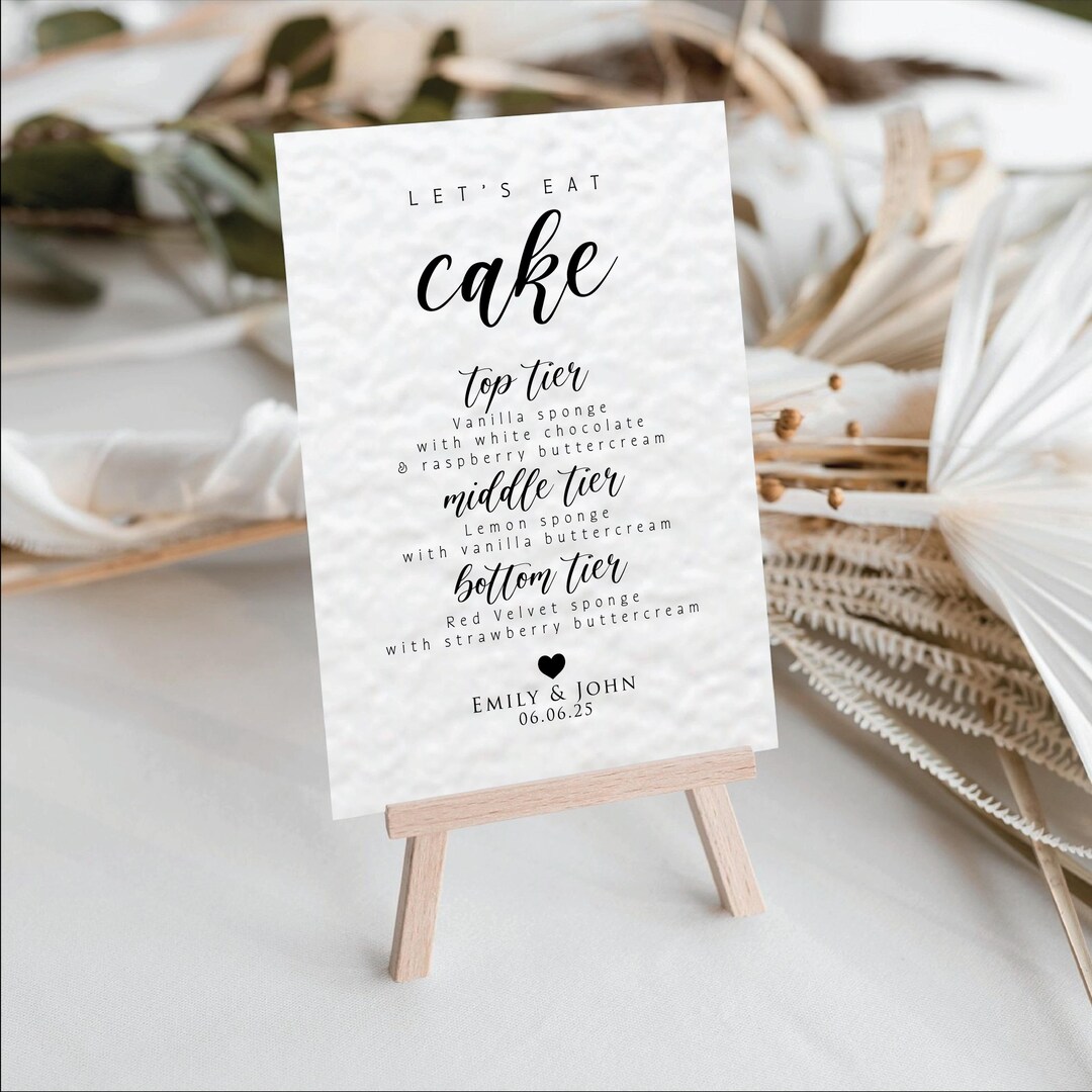 Personalized Wedding Cake Menu Sign, Modern Reception Signage - Etsy