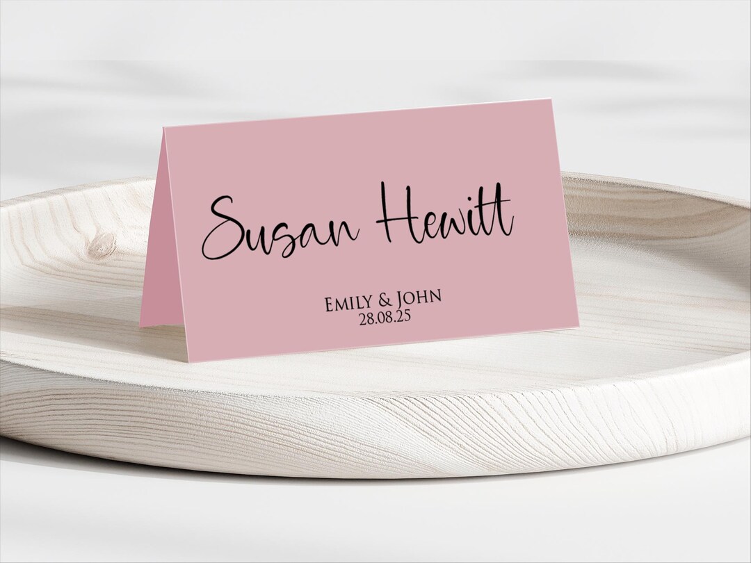 Personalised Dusky Pink Place Cards Custom Folded Pink Wedding Place ...
