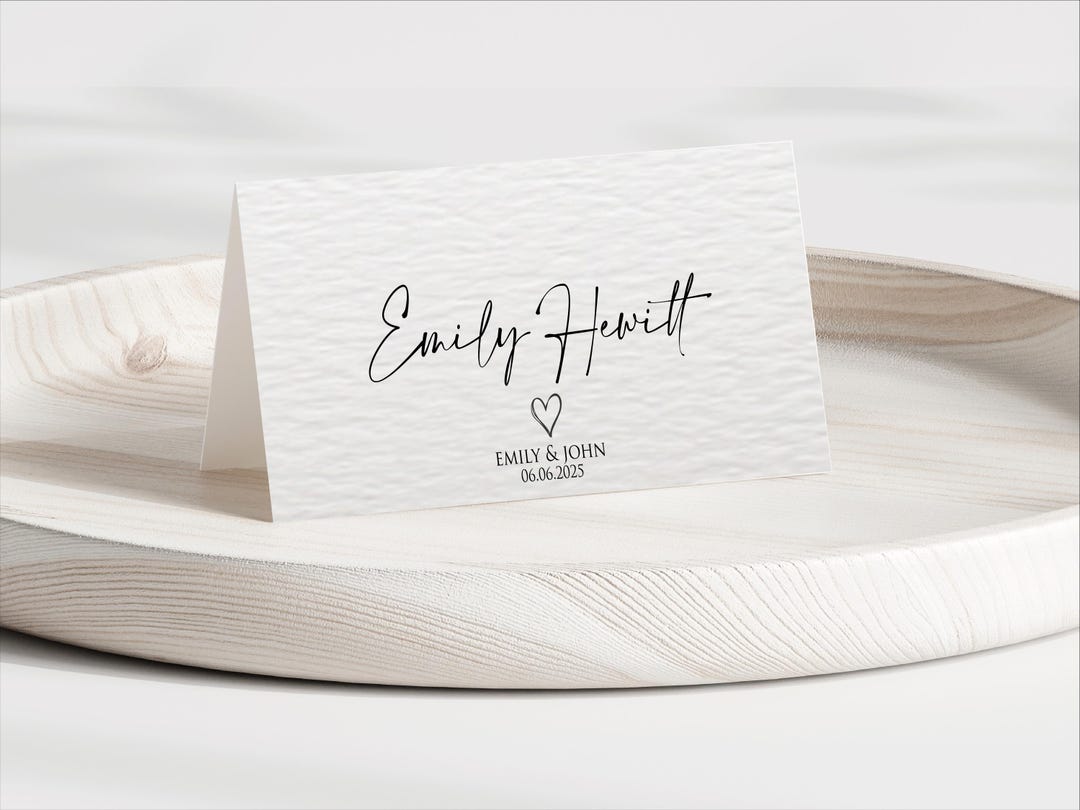 Personalised Folded Place Cards With Heart Outline Custom Wedding Table ...