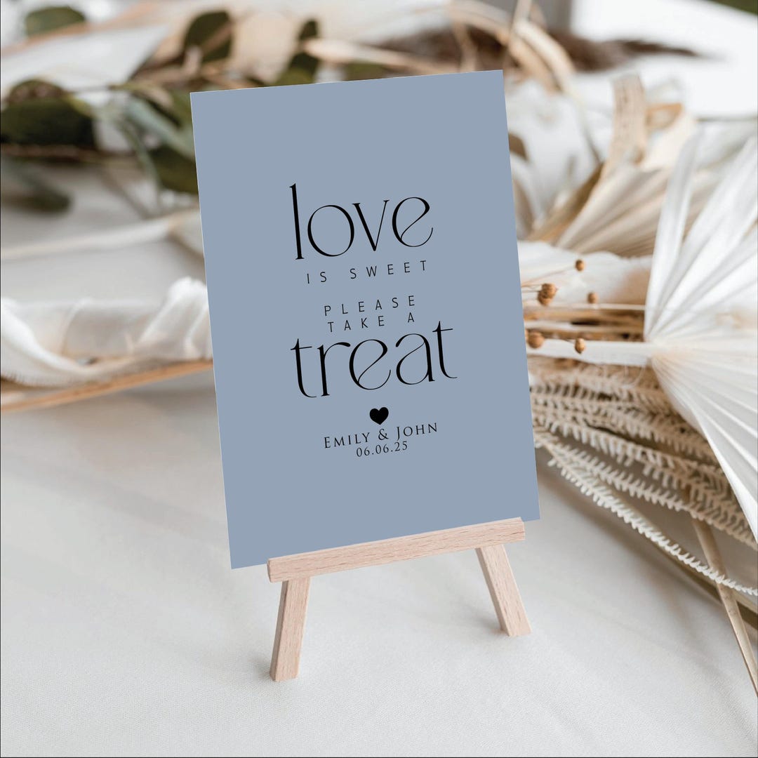 Custom Love is Sweet Sign | Dusty Blue Wedding Treat Table Decor - Etsy