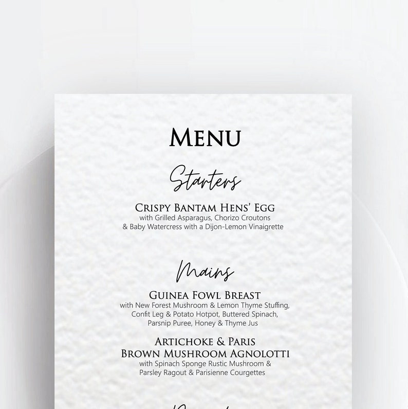 Personalised Wedding Menus Wedding Menu Cards Wedding - Etsy