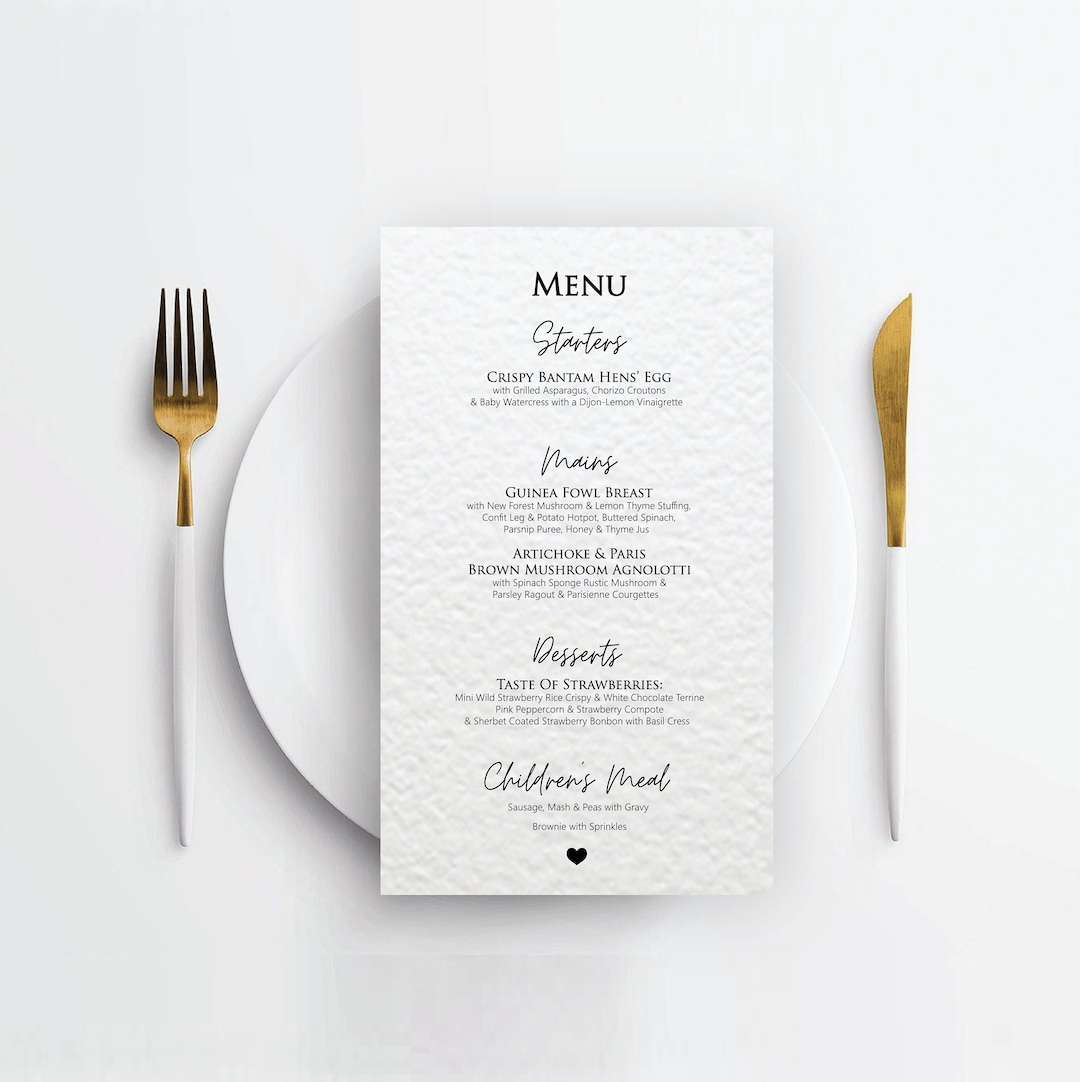 Personalised Wedding Menus Wedding Menu Cards Wedding Stationary ...