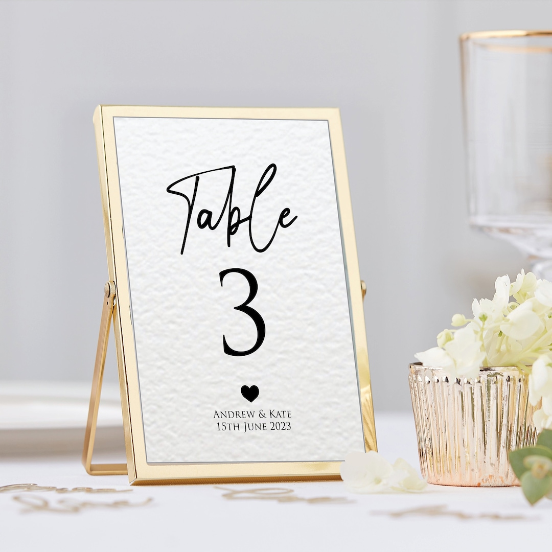 Personalised Table Number Cards Custom Wedding Table Names Minimalist ...