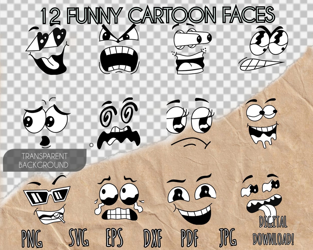 Funny Faces Clip Art SVG Emoji DXF Emoji Clip Art - Etsy Canada