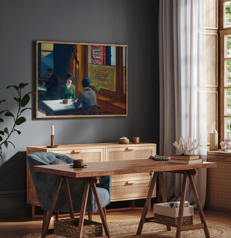 Edward Hopper Cafe Fine Art Print Famous Painting Vintage Cafe Green ...