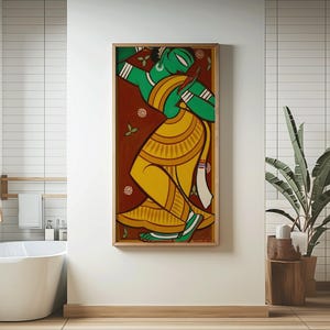 Jamini Roy Dancing Gopini Print: Vintage Indian Art (2x1) - Etsy