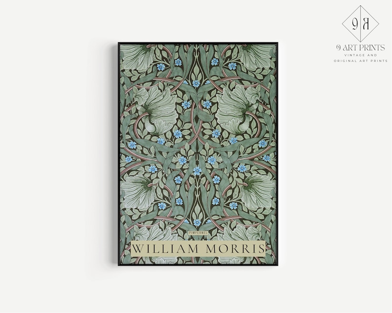 William Morris Green Poster Pimpernel Exhibition Art Print Nouveau ...