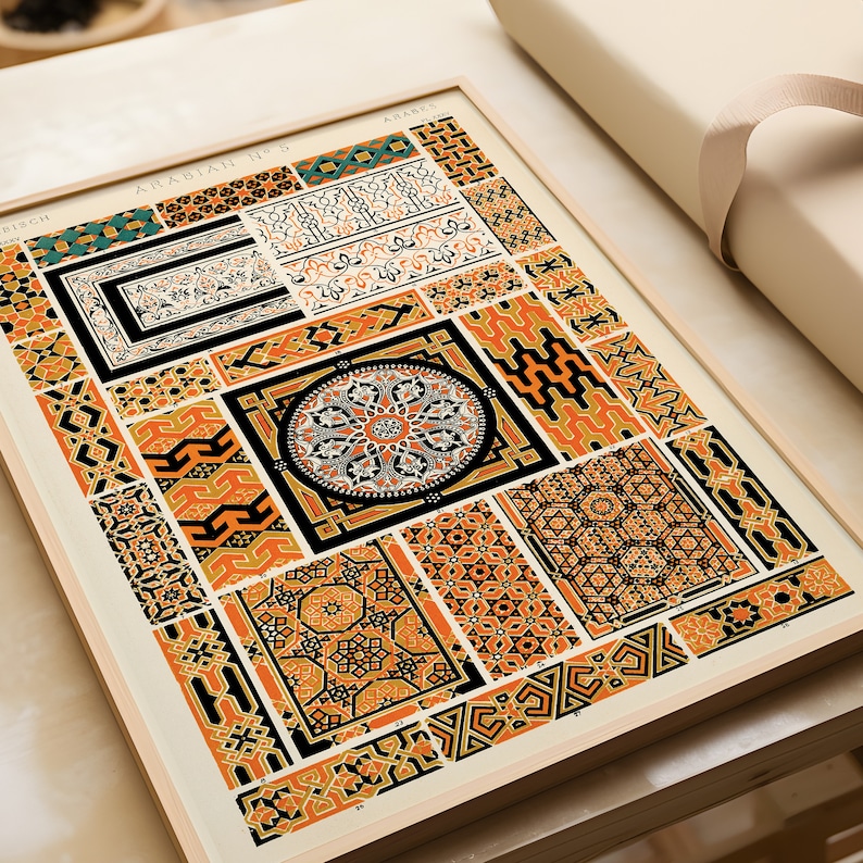Gallery Wall Set of 9 Vintage Arabian Pattern Prints Albert Racine ...