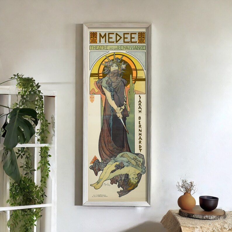 Alphonse Mucha Medee Vintage Narrow Wall Art available Framed or ...