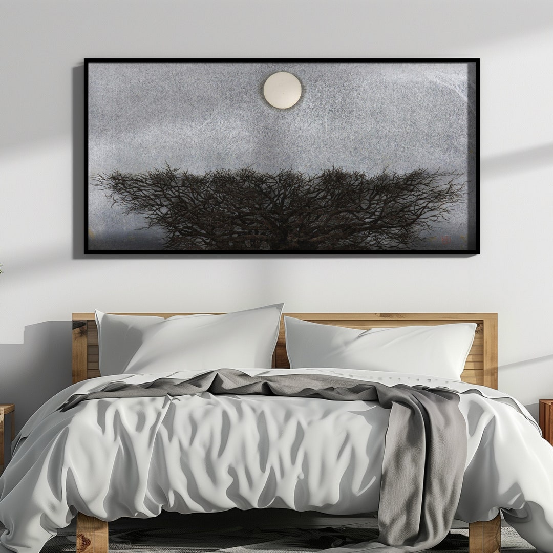 Joichi Hoshi Moon Over Tree Vintage Japanese Wide Panoramic Art ...