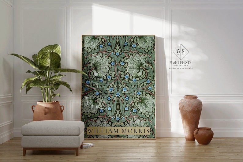 William Morris Green Poster Pimpernel Exhibition Art Print Nouveau ...