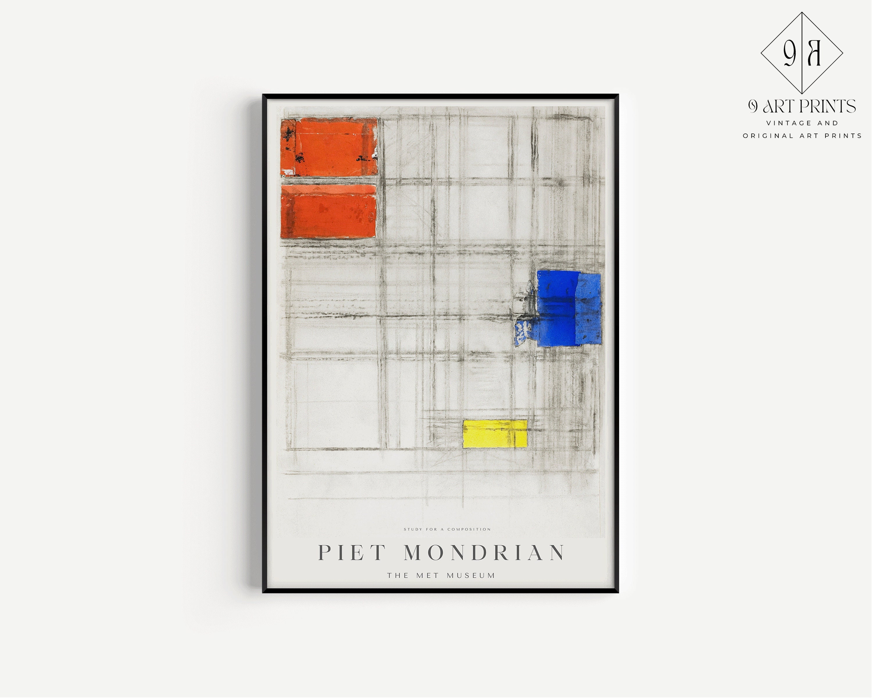 Piet Mondrian Study for a Composition Museum Poster available Framed or Unframed - Etsy