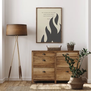 Rumi Fire Beige Inspirational Quote Poetry Poster available Handframed ...