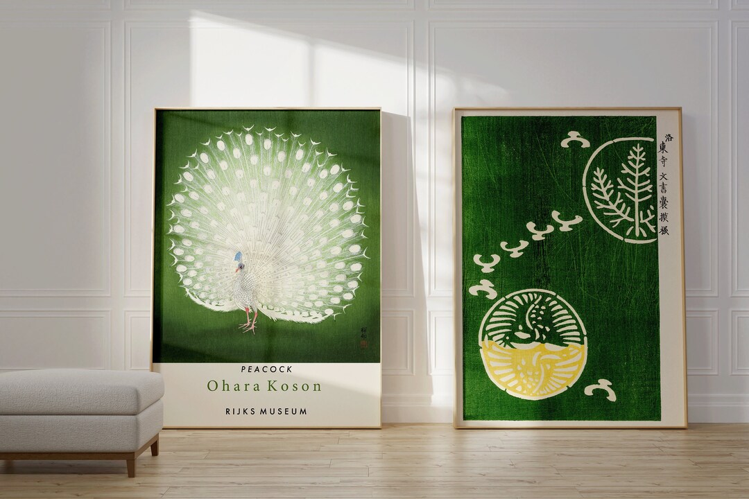 Set of 2 Green Japanese Prints Ohara Koson and Taguchi Tomoki Shin ...