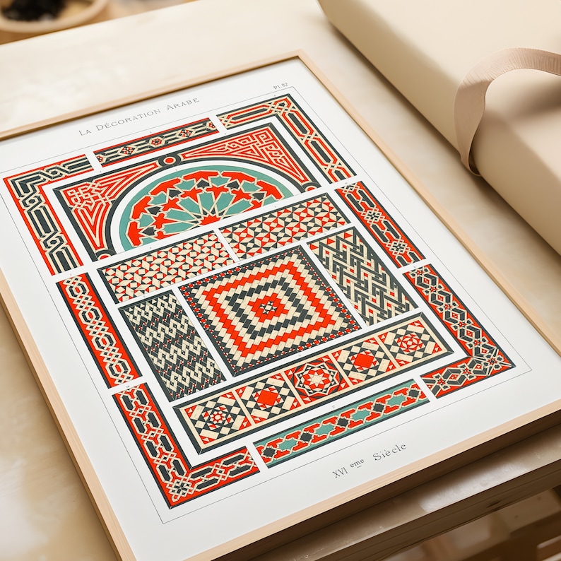 Gallery Wall Set of 9 Vintage Arabian Pattern Prints Albert Racine ...