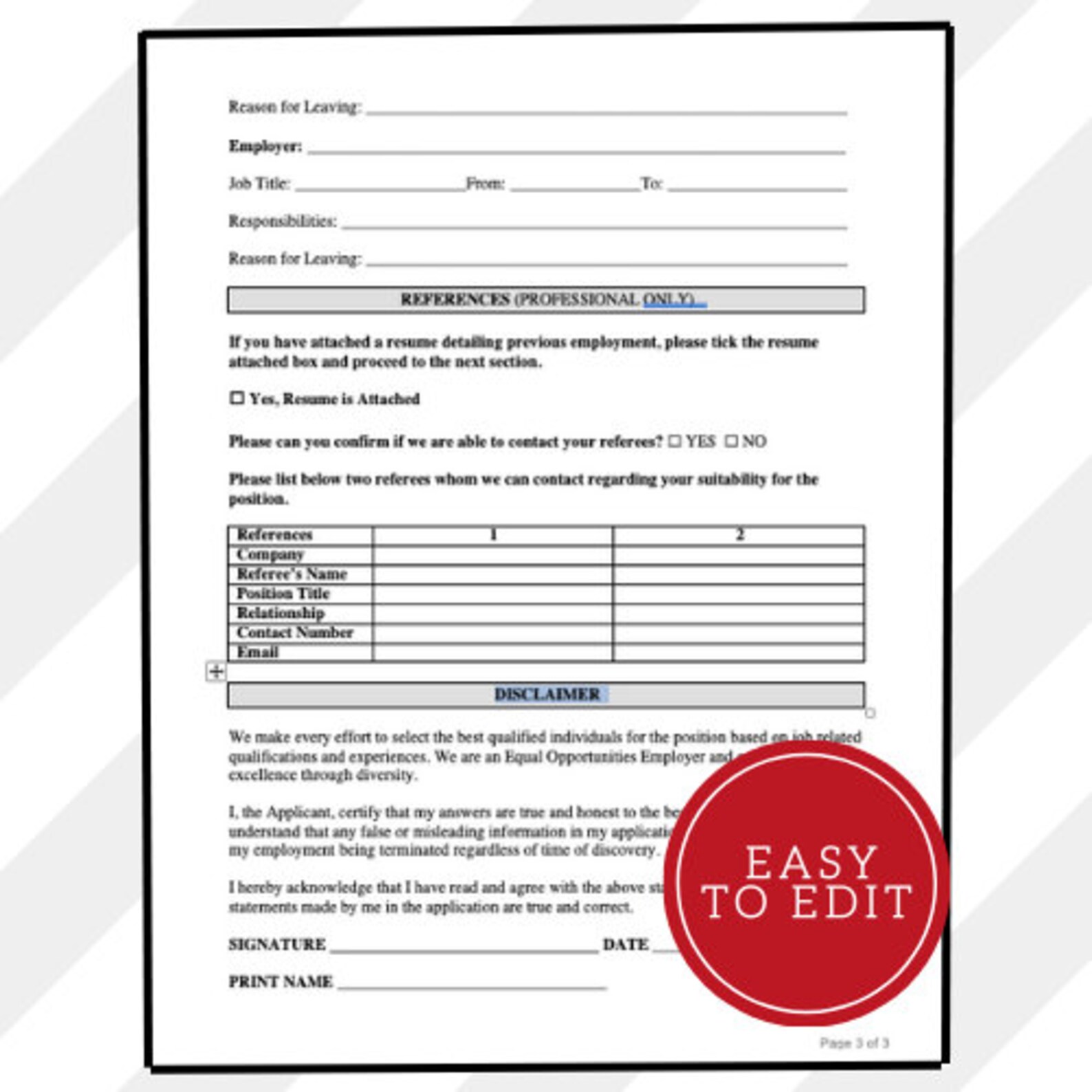 Employment Application Form, Job Application Template, Hiring Form ...