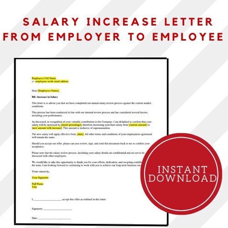 Increase in Salary Letter Template From Employer to Employee, Word Template, Pages Template ...