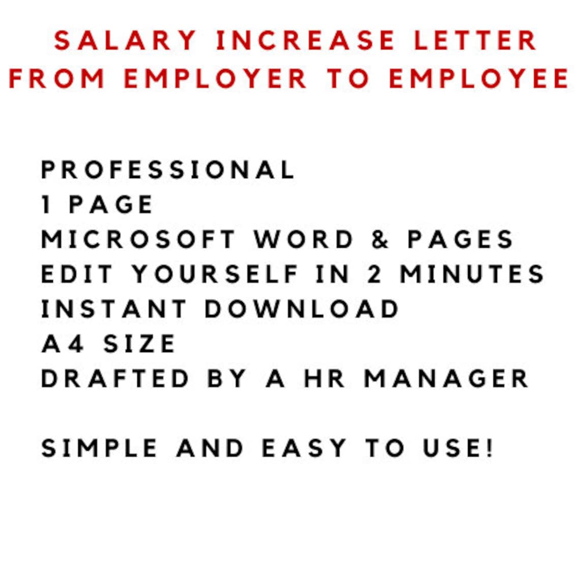 Increase in Salary Letter Template From Employer to Employee, Word ...