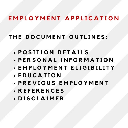 Employment Application Form, Job Application Template, Hiring Form ...